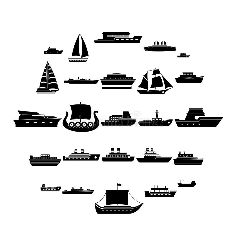 Boat Icons Set, Simple Style Stock Vector - Illustration of journey ...