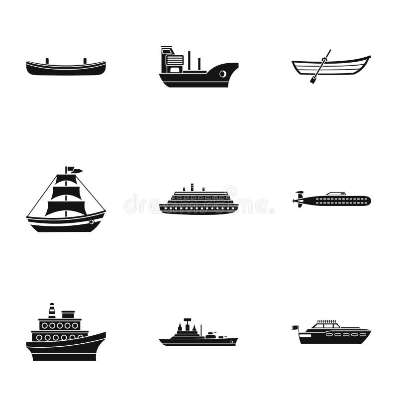 Boat Icons Set, Simple Style Stock Vector - Illustration of speed ...