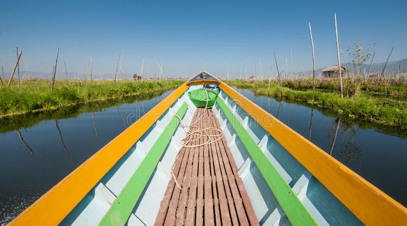 Boat on Inle lake stock photo. Image of float, colorful - 34101294