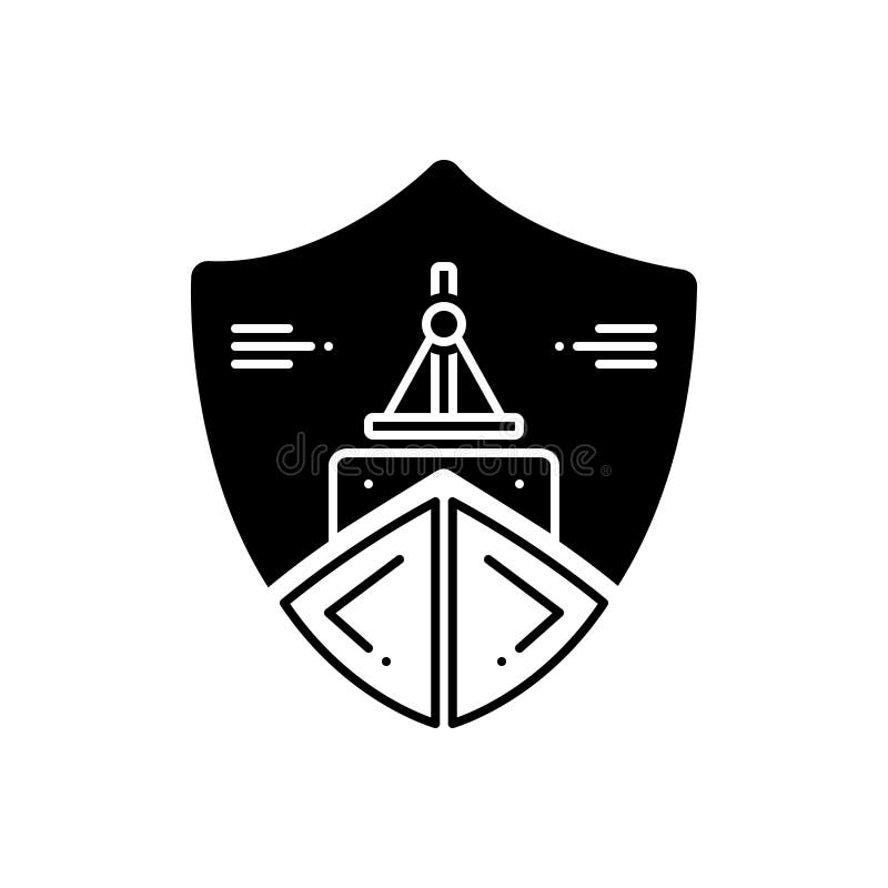 Black Solid Icon for Boat Insurance, Marine and Transport Stock ...
