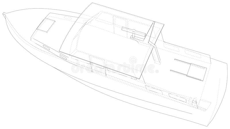 Boat. Technical Wire-frame. Vector Rendering of 3d Stock Vector ...