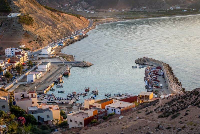 Boat on Jebha harbor stock image. Image of ocean, mediterranean - 124415781