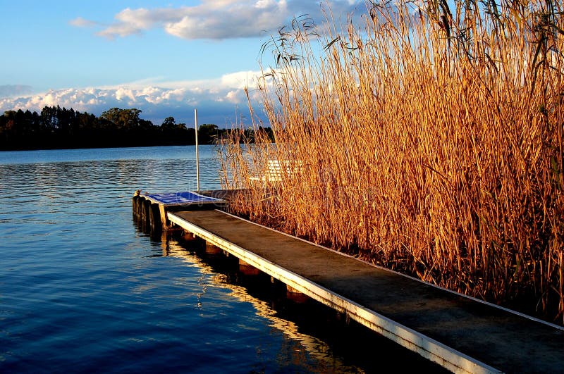 Boat Jetty on a River stock image. Image of speedboat - 9371659