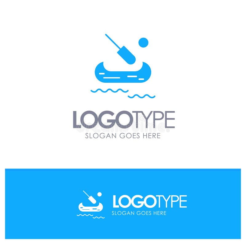 Boat, Kayak, Canada Blue Solid Logo with Place for Tagline Stock Vector ...