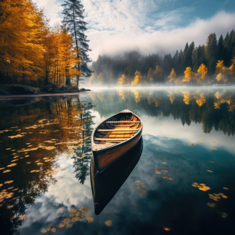 A boat on a lake stock illustration. Illustration of landscape - 290767871