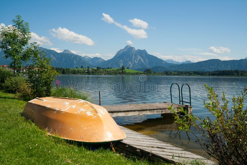 Boat at the lake Hopfensee stock image. Image of lonely - 26670081