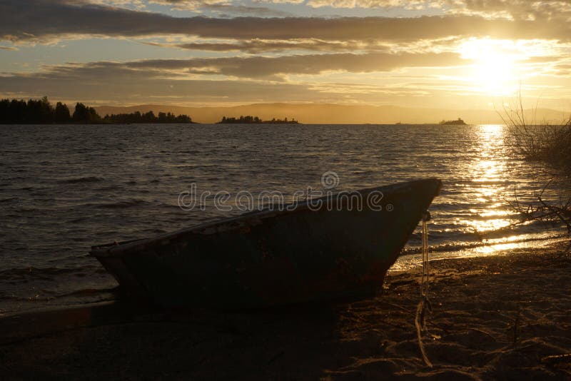 Boat on the lake stock photo. Image of lake, horizon - 265382300