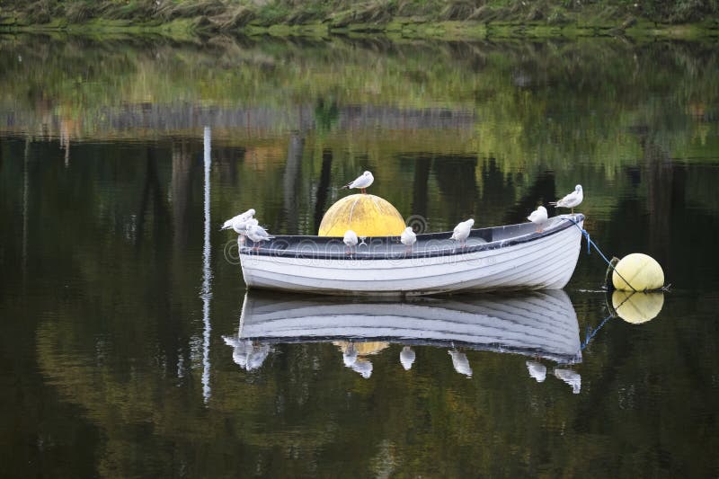 Boat in Lake for Tranquility Calm Peace and Mindfulness Stock Image ...