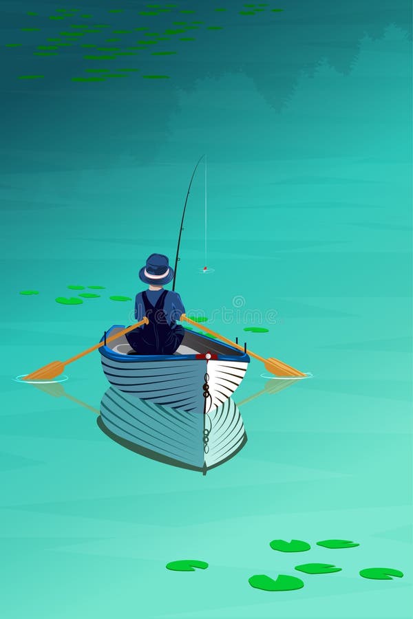 Boat on the Lake Vector Illustration EPS File Stock Illustration ...