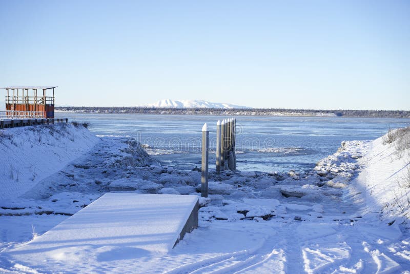 Boat Launch in Winter Anchorage Alaska Stock Image - Image of port ...