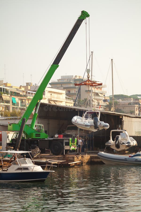 Boat lift for dry storage editorial image. Image of storage - 139621865