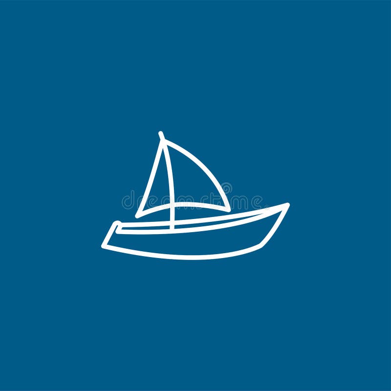 Boat Line Icon on Blue Background. Blue Flat Style Vector Illustration ...