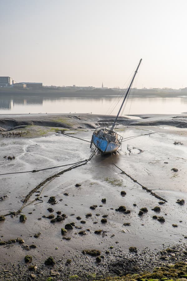Boat at Low Tide Early Morning Walney Channel Stock Photo - Image of ...