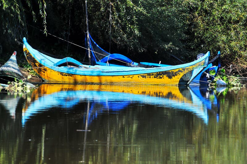 Boat on the Bank of the River Stock Photo - Image of recreation, blue ...