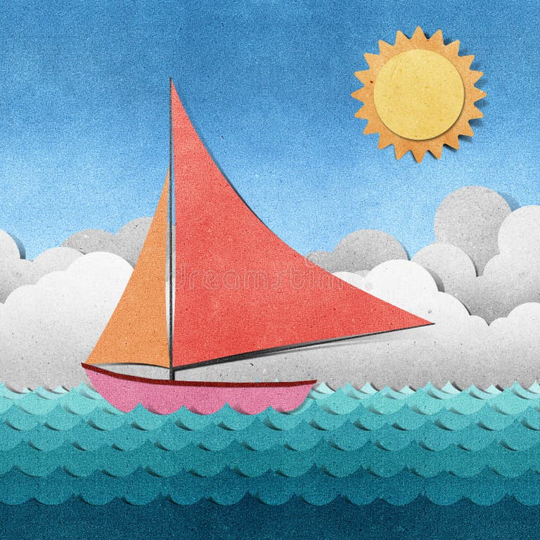 Boat Made from Recycled Paper Stock Illustration - Illustration of ...