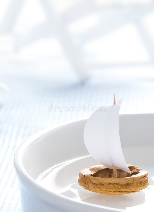Boat made of walnut shell stock photo. Image of brown - 11138586