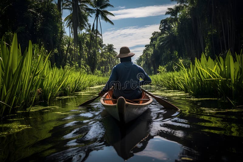 Boat Man, Floats Down River, Kayaker Floats Down, Stock Photo - Image ...