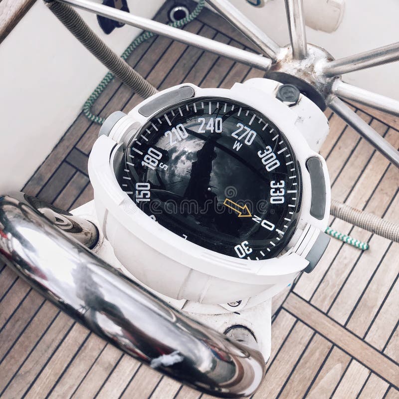 Boat Marine Compass at Yacht Stock Photo - Image of measurement ...