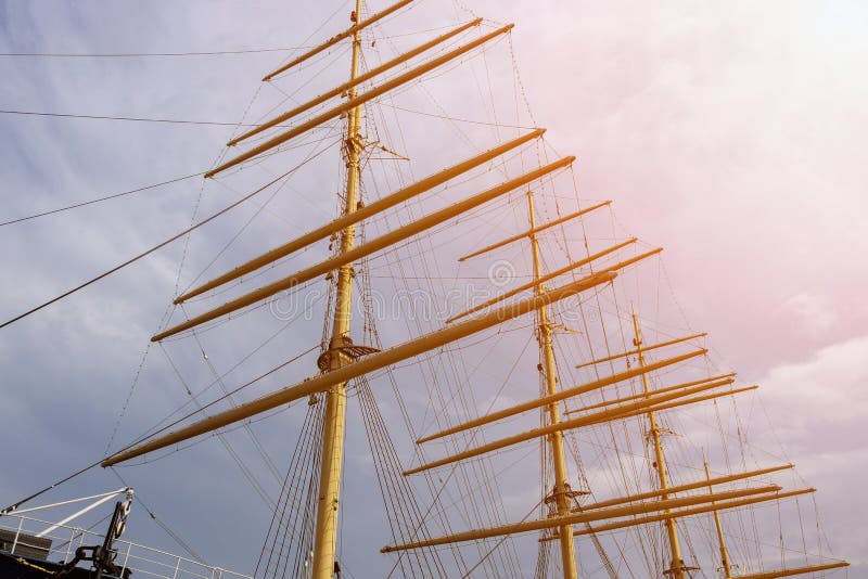 Boat Masts and Rigging of a Sailing Ship Stock Image - Image of port ...