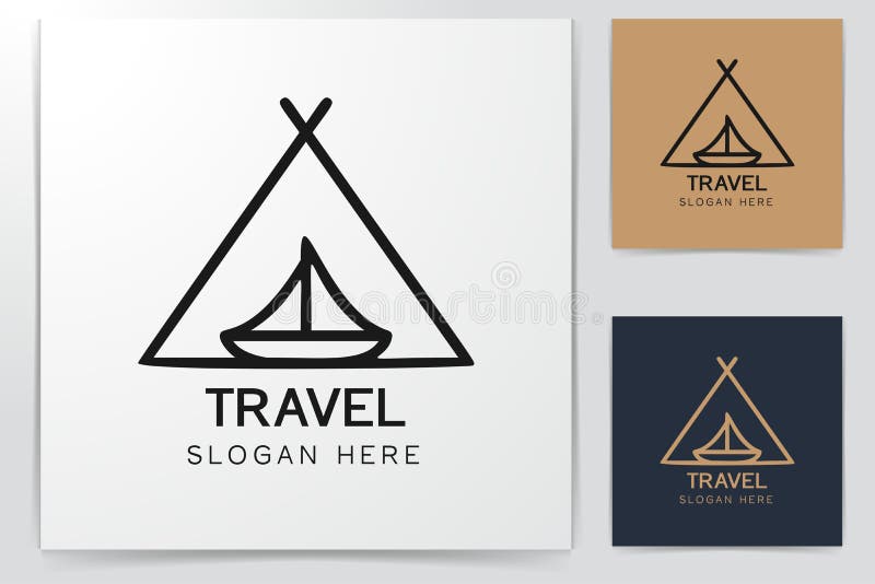 Boat Mono Line for Adventure Logo Design Inspiration Stock Vector ...