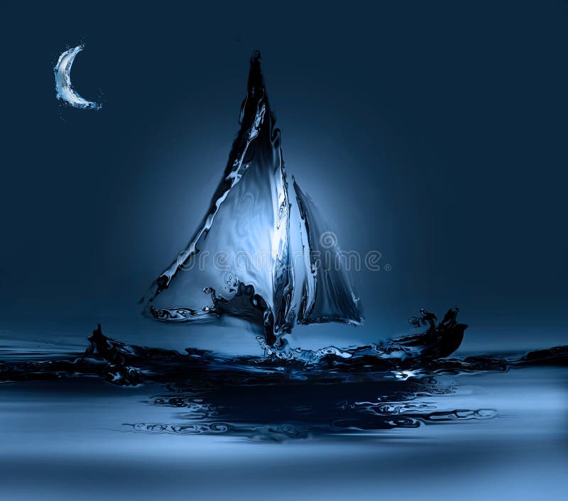 Sailing Ships In Moon Light