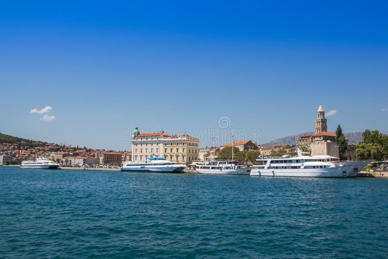 Ships in Port. Split - Croatia Editorial Stock Photo - Image of clouds ...