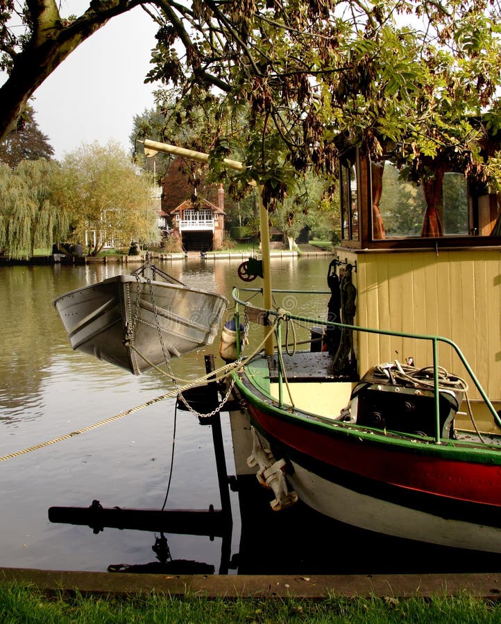 Boat Moored on a Riverbank stock photo. Image of moorings - 1370826