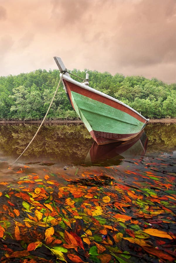 Boat and Nature Scene with Reflection Stock Image - Image of nature ...