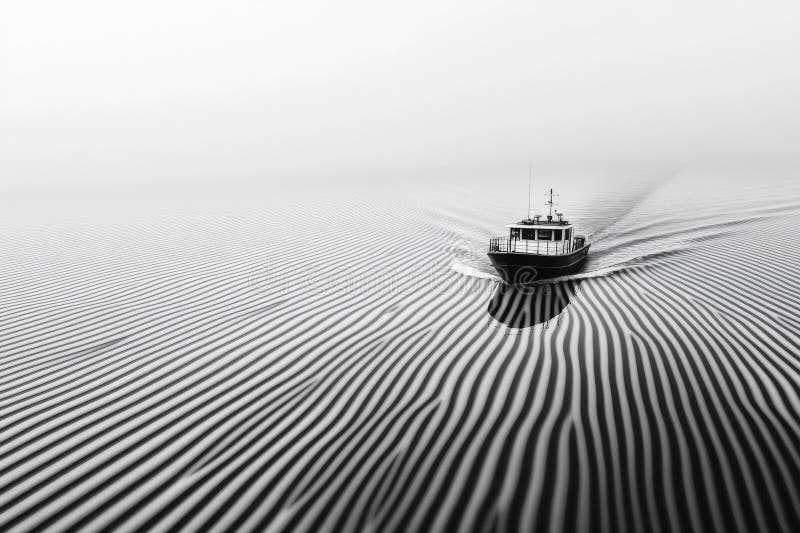 A Boat Navigates through an Ocean Marked by Dynamic, Parallel Lines ...