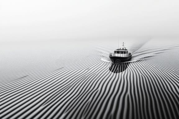 A Boat Navigates through an Ocean Marked by Dynamic, Parallel Lines ...