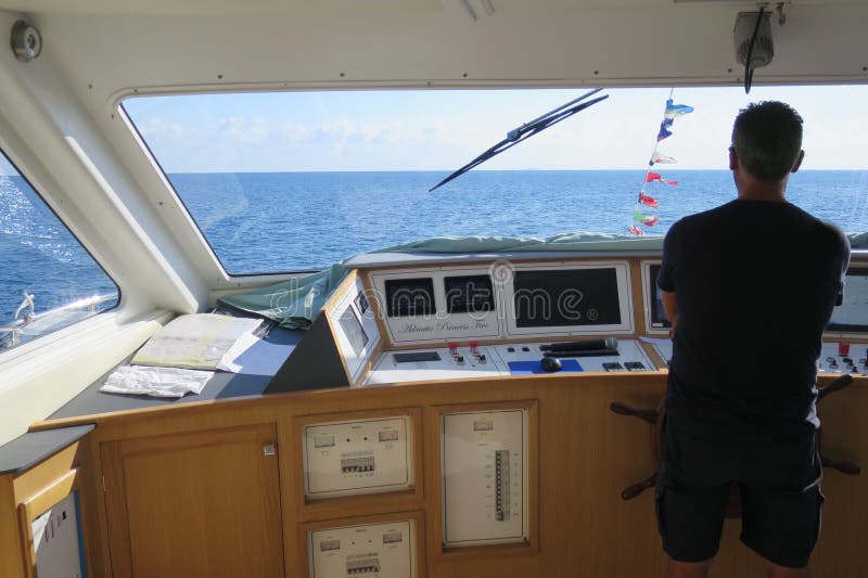 Boat in Navigation Command Post with Helm Editorial Photo - Image of ...