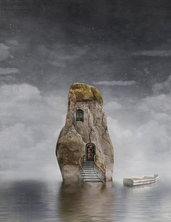 A boat near the rock stock illustration. Illustration of opening - 35309056