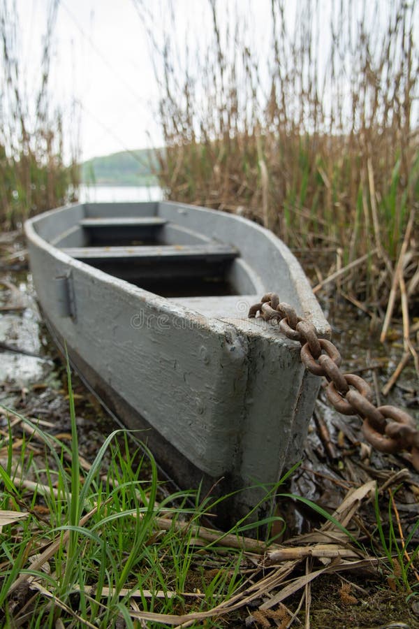 Boat from a Nerve in the Water Near the Shore with Water Inside Stock ...