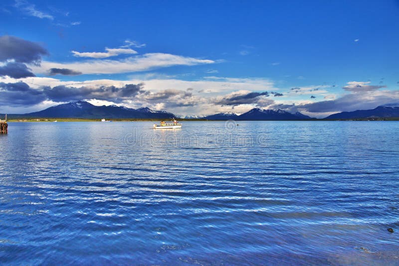 The Boat in Pacific Ocean, Puerto Natales, Chile Stock Image - Image of ...