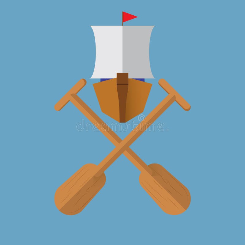 Boat with Paddles. Vector Illustration Decorative Design Stock Vector ...