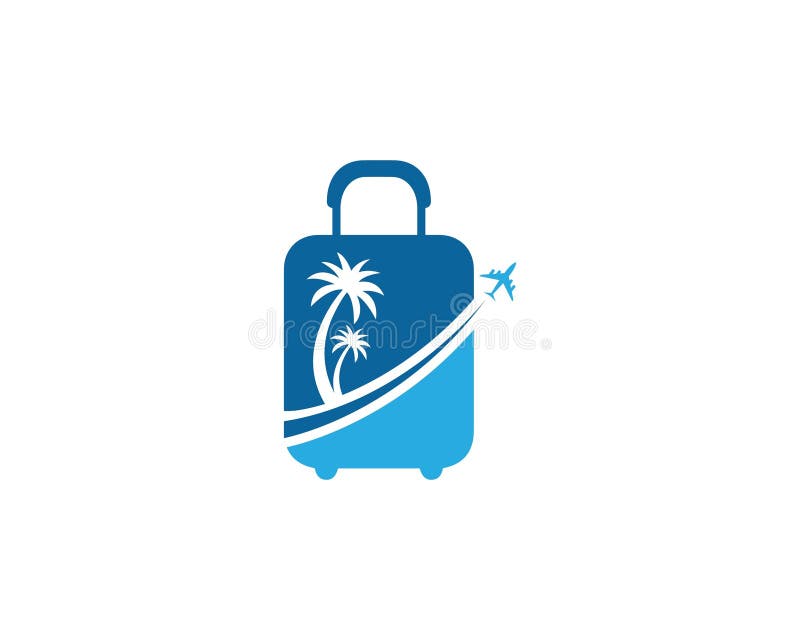 Boat and Palm Tree with Traveling Bag Logo Design. Stock Vector ...