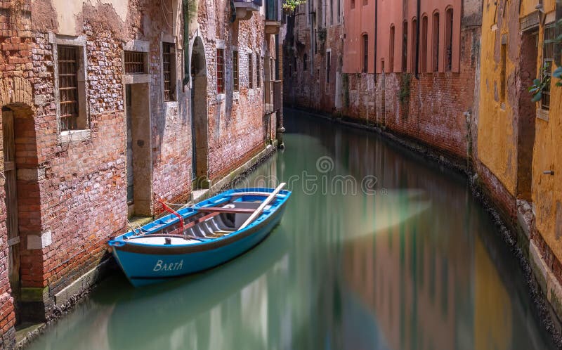 Venice, Italy - Boat Parked on a Canal in Venice Editorial Image ...