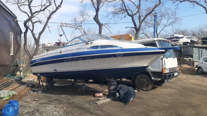 Boat parked on the ground editorial stock photo. Image of boating ...