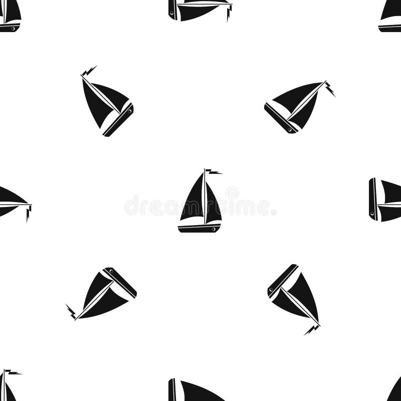 Boat Pattern Seamless Black Stock Vector - Illustration of adventure ...