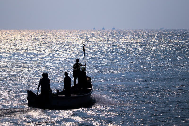 The Boat and People Who are Going for a Sail in a Ocean in the Morning ...