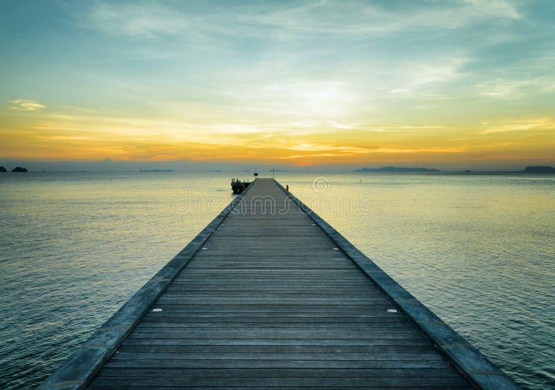 Boat Pier at Sunset. Beautiful Landscape Stock Photo - Image of ...