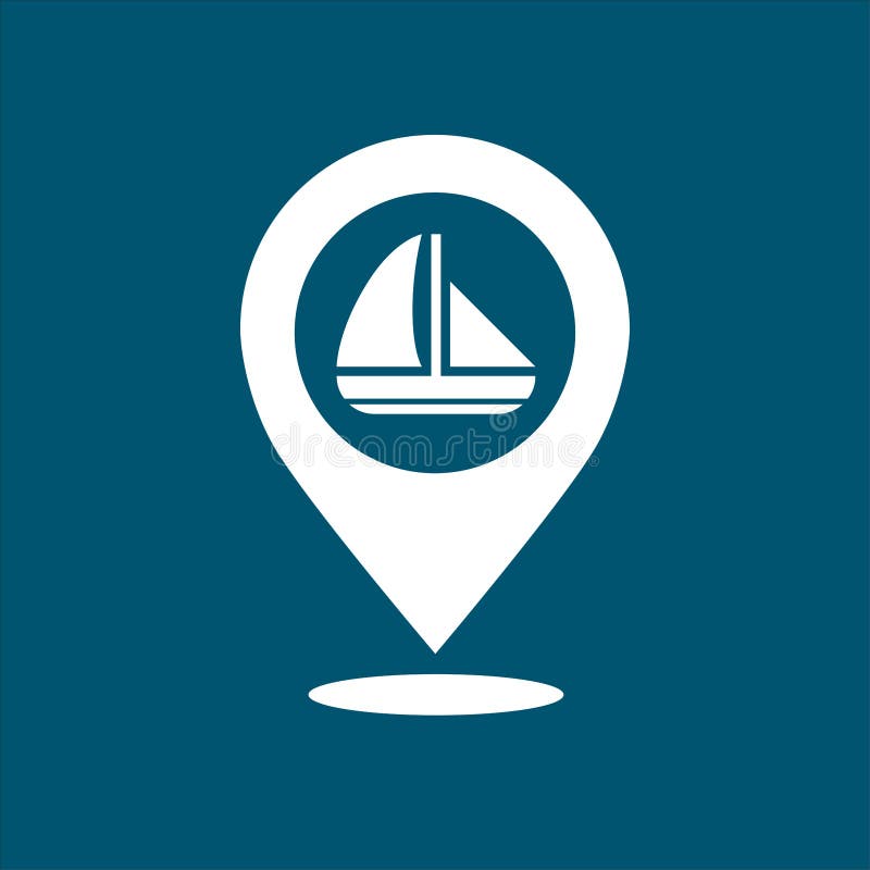 Boat pin Map pin icon stock vector. Illustration of label - 250561231