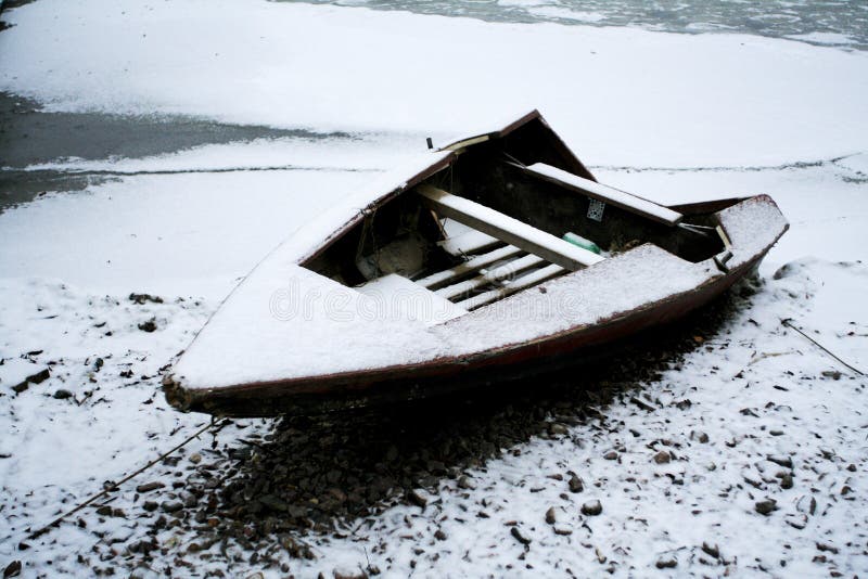 Boat powdered with snow stock photo. Image of snow, wind - 72652662