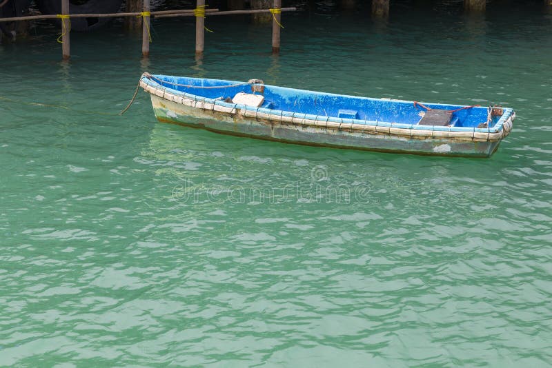 Boat Colour Blue Float in Sea Stock Photo - Image of object, sand ...