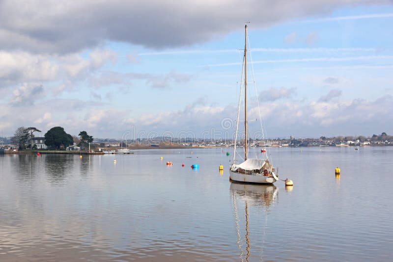 Boat Reflected in the River Exe, Devon Stock Image - Image of devon ...