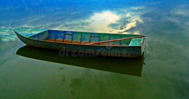 Boat with Reflection on the Lake Stock Photo - Image of dreamy ...