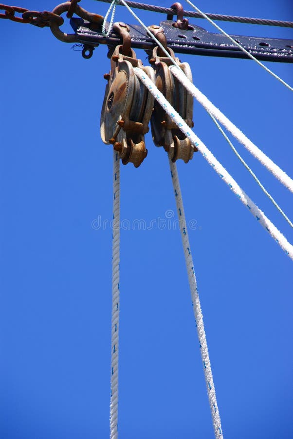 Block and Tackle for Rigging and Anchor Stock Image - Image of rigging ...