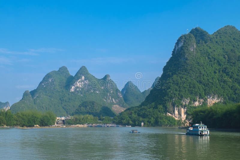Boat on the River in the Guilin 2 Stock Photo - Image of dock, region ...