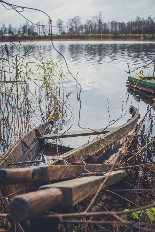 Boat on the River, Lake. a Boat with Oars. Stock Photo - Image of alone ...