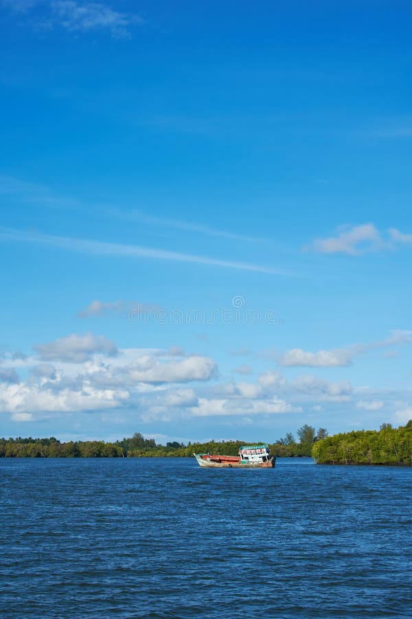 Boat and bright sky stock image. Image of forest, background - 151586165